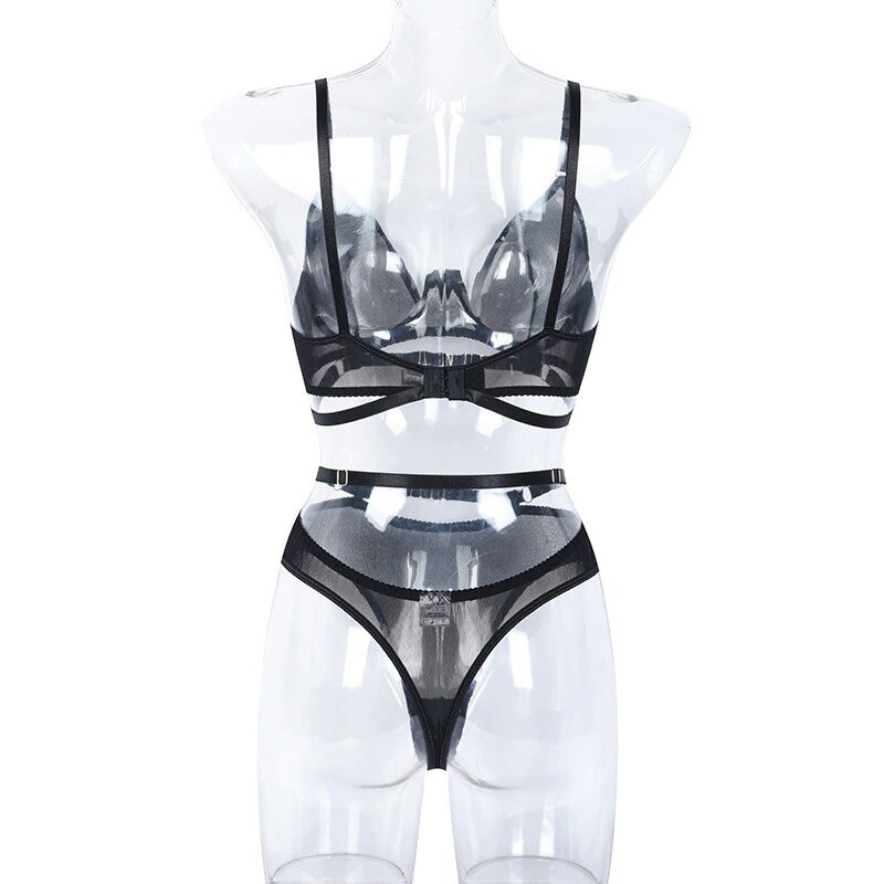 Black Sheer Underwear Set Sexy Lingerie Etsy