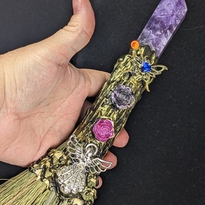 Crystal Point Altar Broom With Charms and Tumbles Protection Broom ...