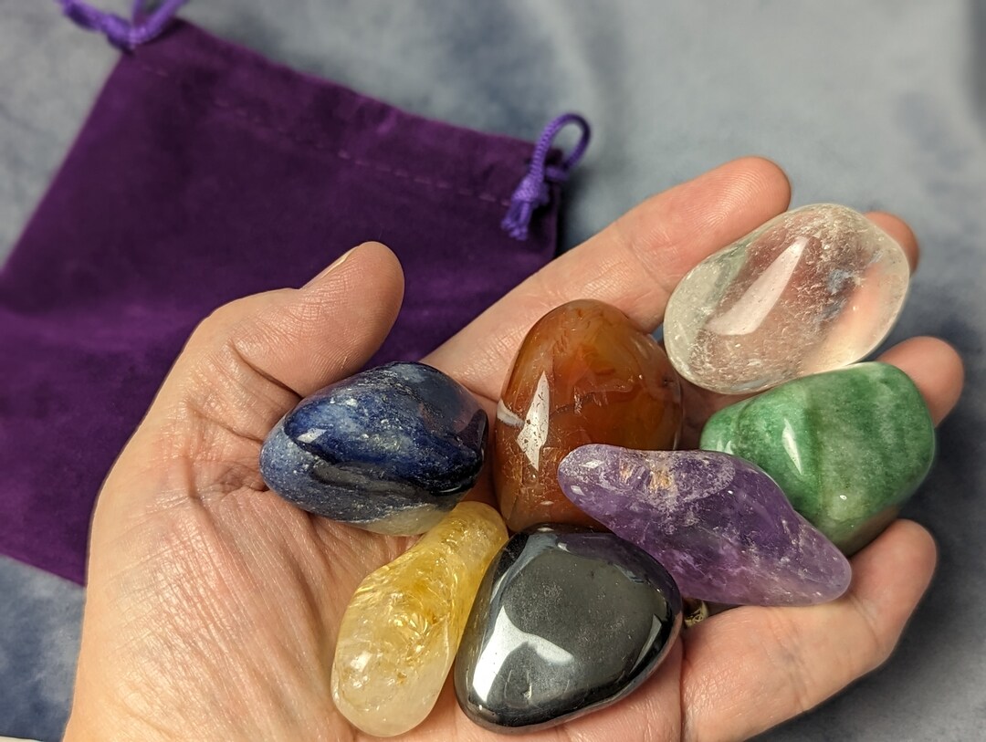 Chakra Stone Set ~ Seven Large Chakra Tumbles Bag ~ Natural Crystal ...