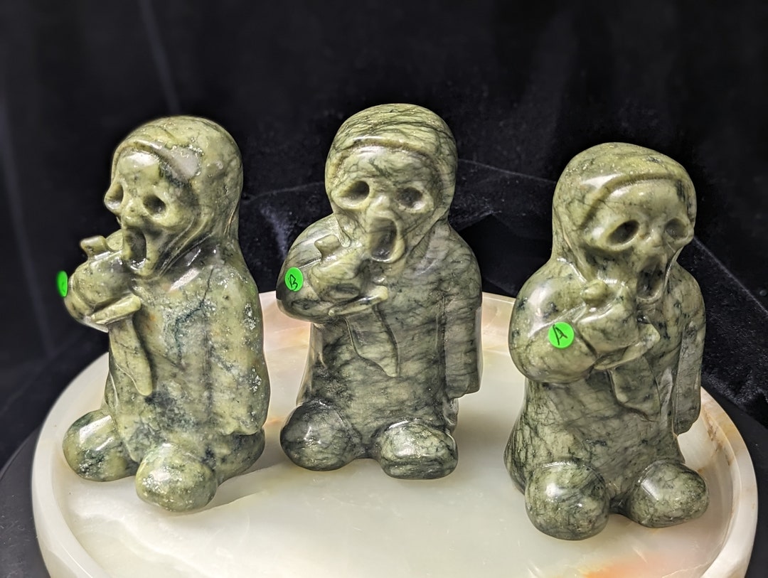 Hand Carved Jade Ghostface Figurine ~ Crystal Ghostface ~ Green Crystal ...