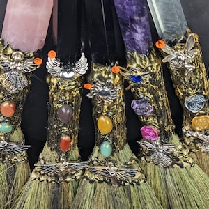 Crystal Point Altar Broom With Charms and Tumbles Protection Broom ...