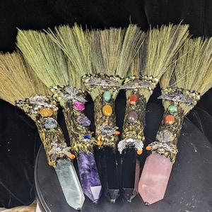 Crystal Point Altar Broom With Charms and Tumbles Protection Broom ...