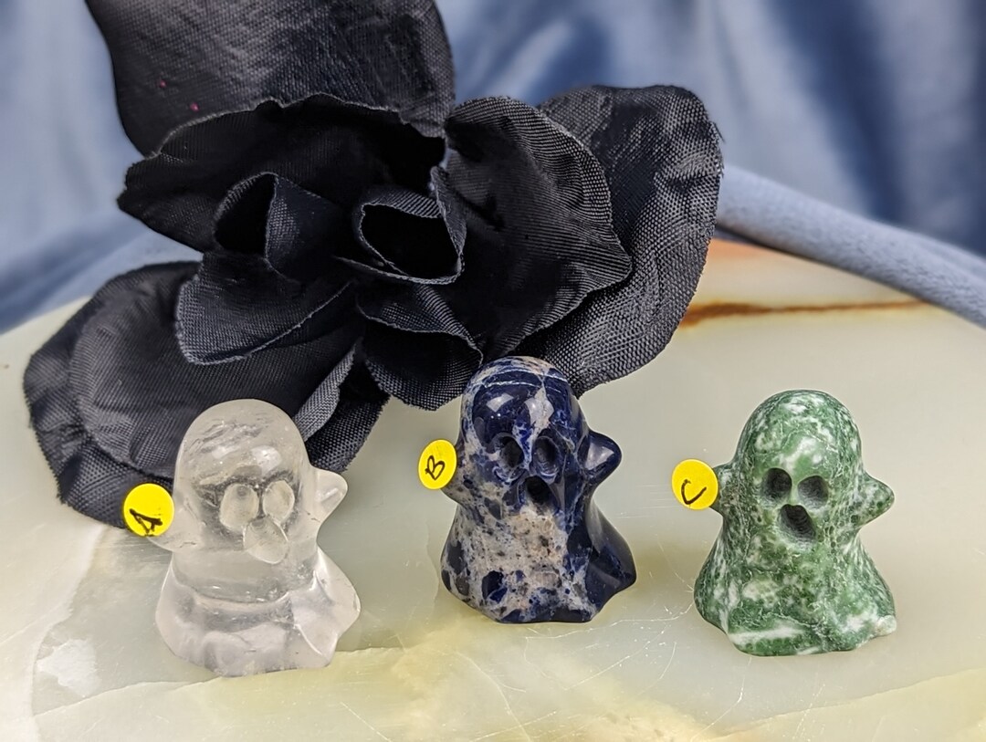 Crystal Ghost Figurines ~ Sodalite Ghost ~ Clear Quartz Ghost ~ Green ...