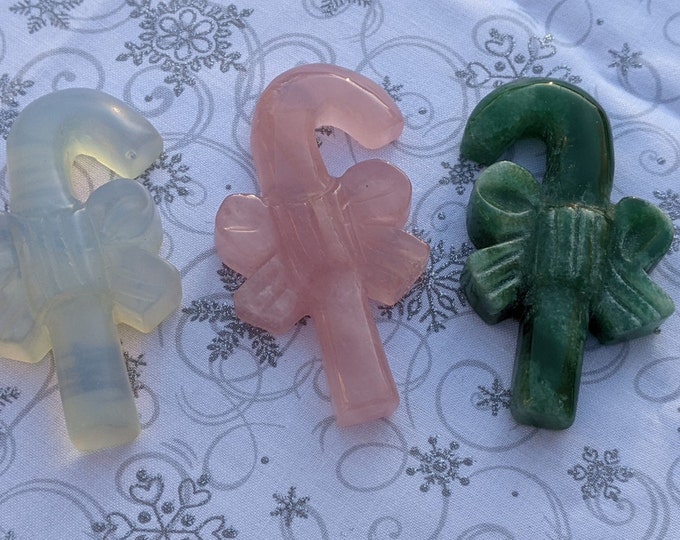 Crystal Candy Cane Carving ~ Green Aventurine ~ Rose Quartz ~ Opalite ...