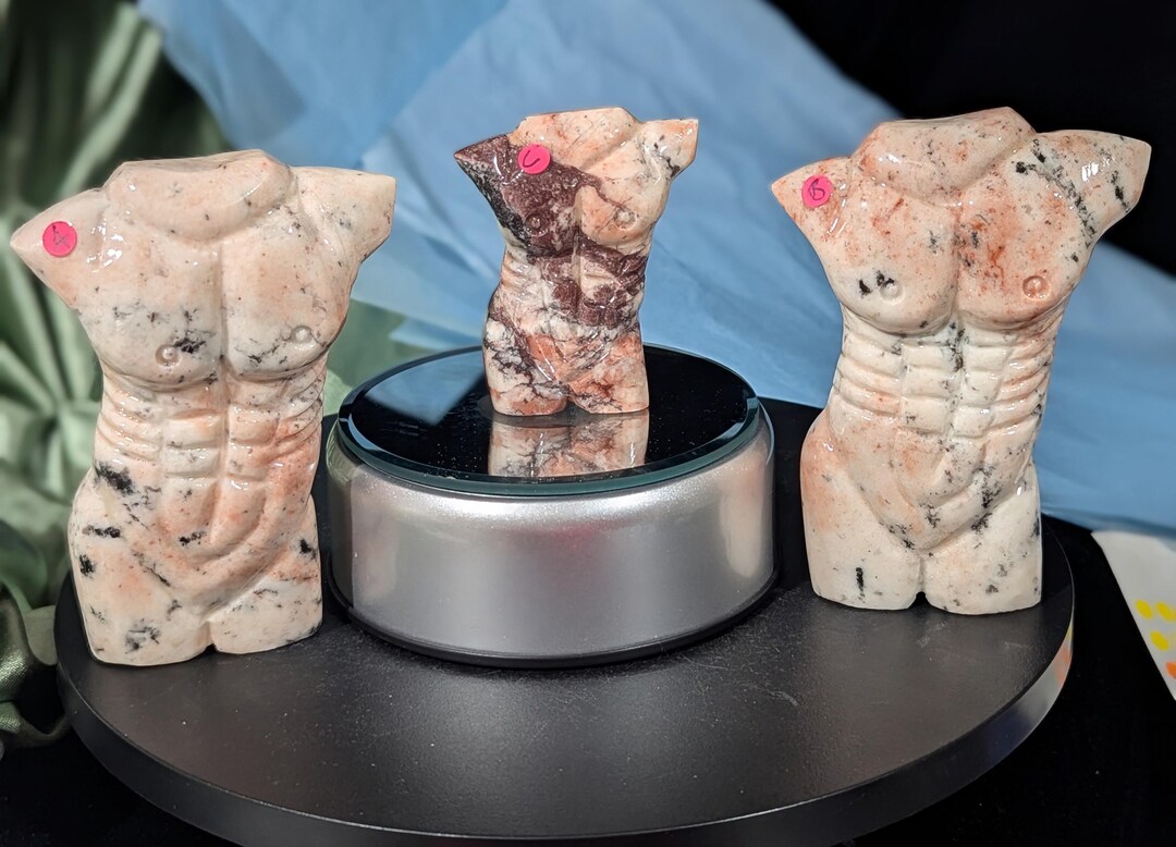 Rhodonite Male Torso Figurine ~ Pink Crystal Male Body ~ Hand Carved ...