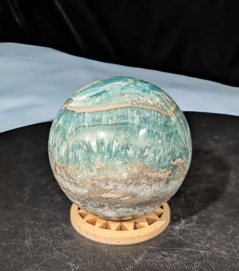 Blue Aragonite Sphere With Quartz Vein - Etsy