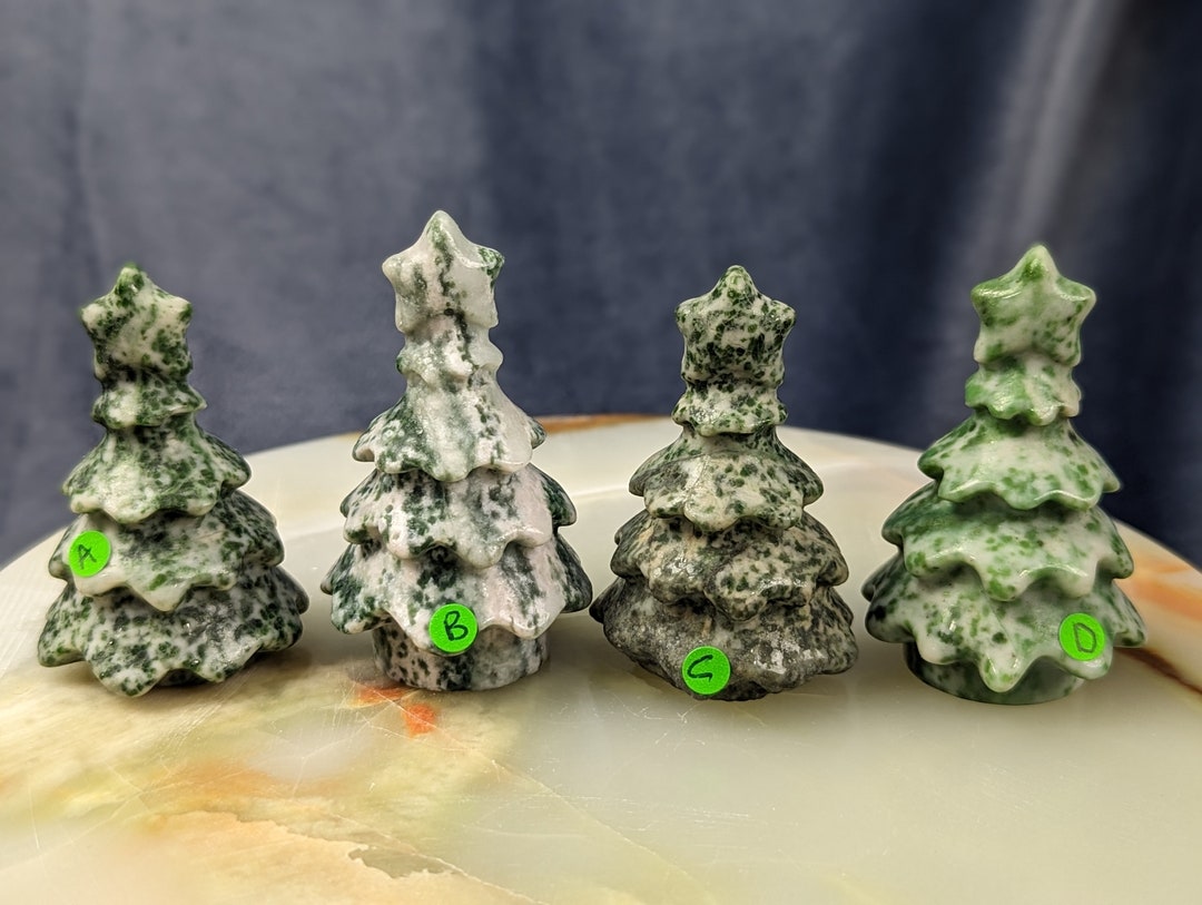 Qinghai Jade Christmas Tree Figurine ~ Crystal Christmas Tree ~ Crystal ...