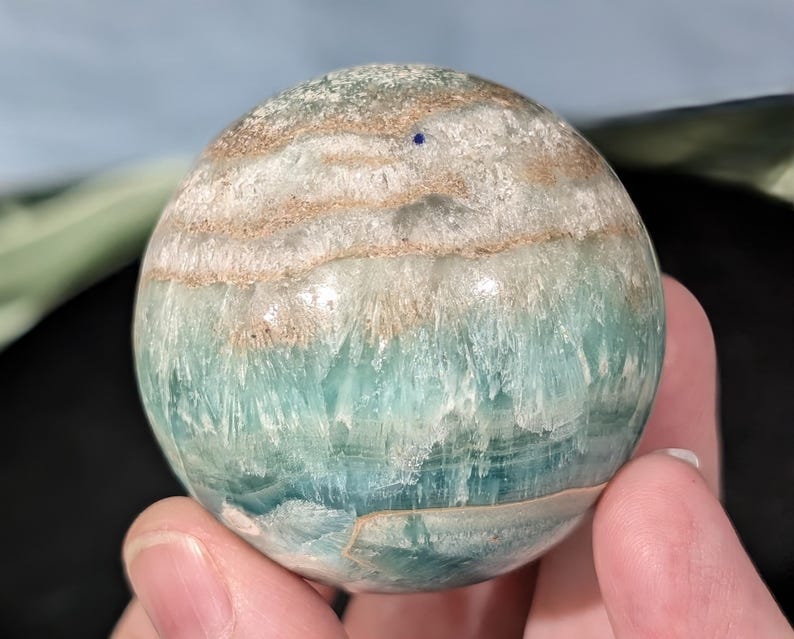 Blue Aragonite Sphere With Quartz Vein - Etsy