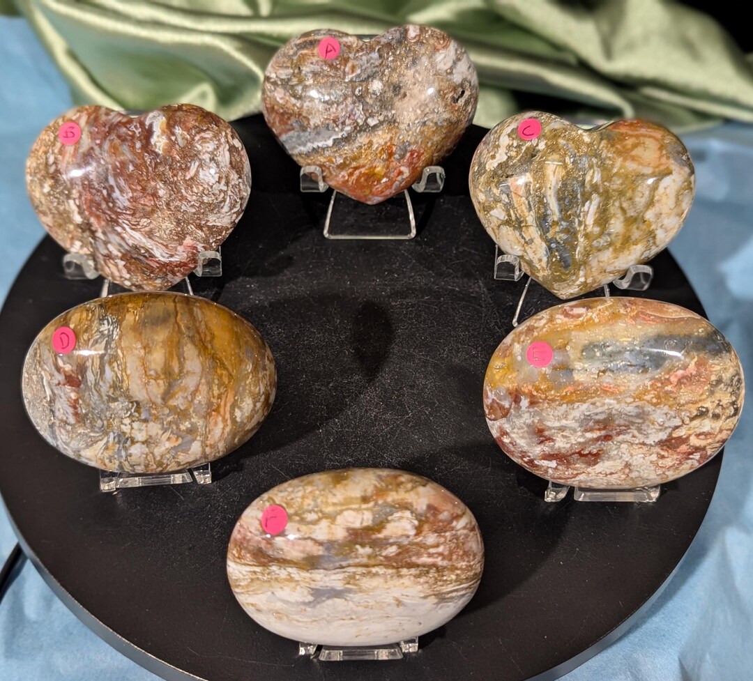Indonesian Jasper Heart ~ Natural Jasper Palm Stone ~ Colorful Hand ...