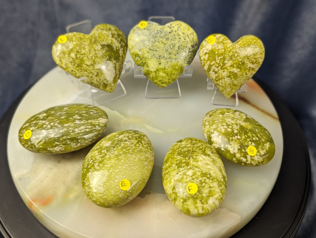 Yellow Serpentine Palms and Hearts Lizardite Palms Lizardite Heart ...