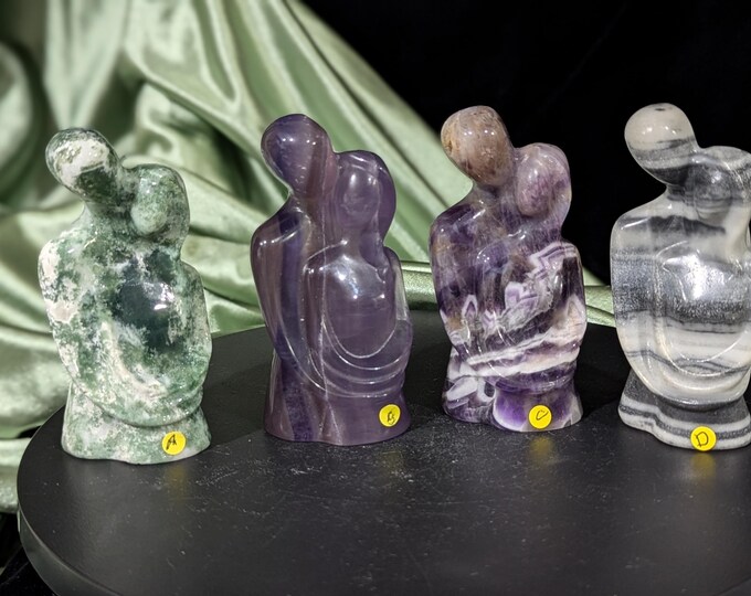 Embracing Couple Figurine ~ Crystal Couple Figurine ~ Carved Crystal ...