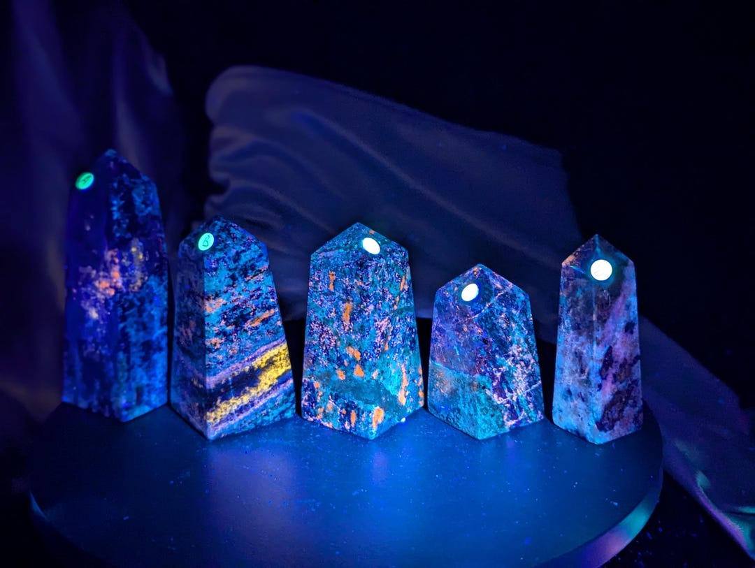 Polished Lazurite Towers Carved From Specimen UV Reactive Towers Blue ...