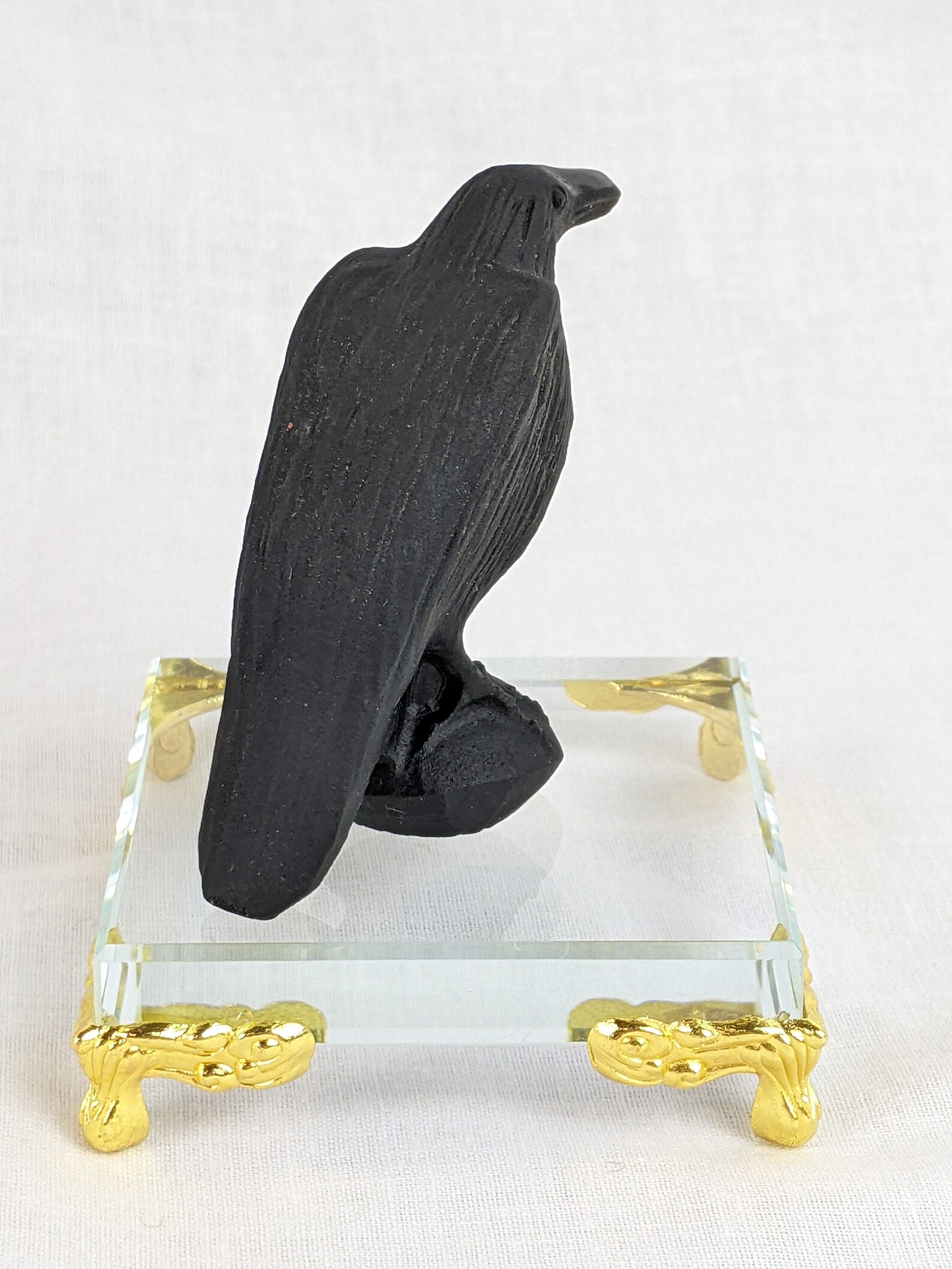 Black Obsidian Raven Carving Raven Figurine Stone Crow - Etsy