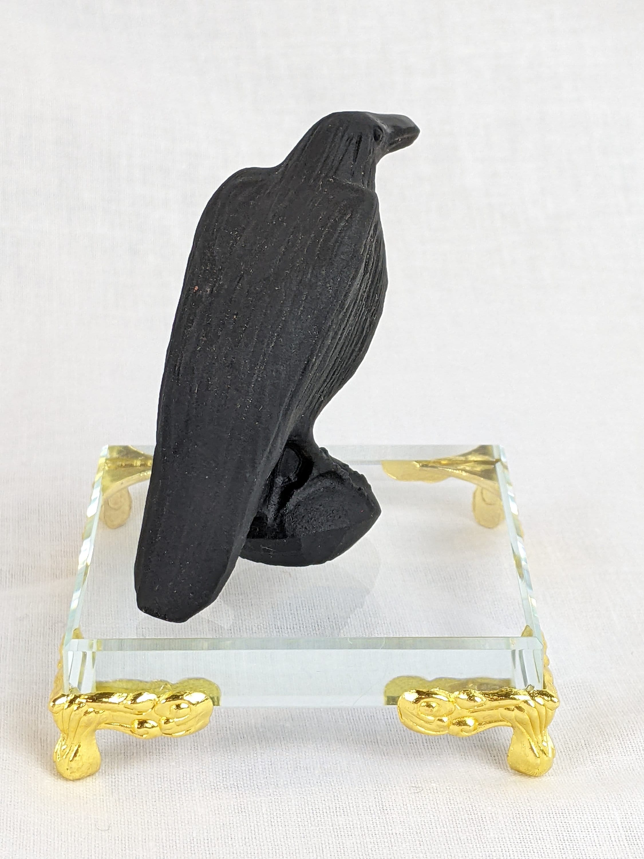 Black Obsidian Raven Carving Raven Figurine Stone Crow - Etsy