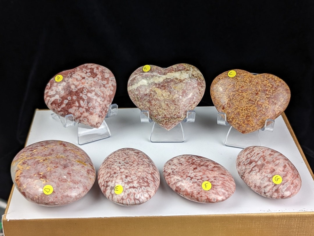 Strawberry Jasper Palms and Hearts ~ Hand Carved Strawberry Jasper ...