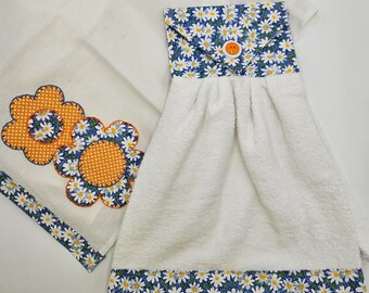 Floral Charm: Hanging Kitchen Towels & Hand-embroidered Dish Towels Set ...