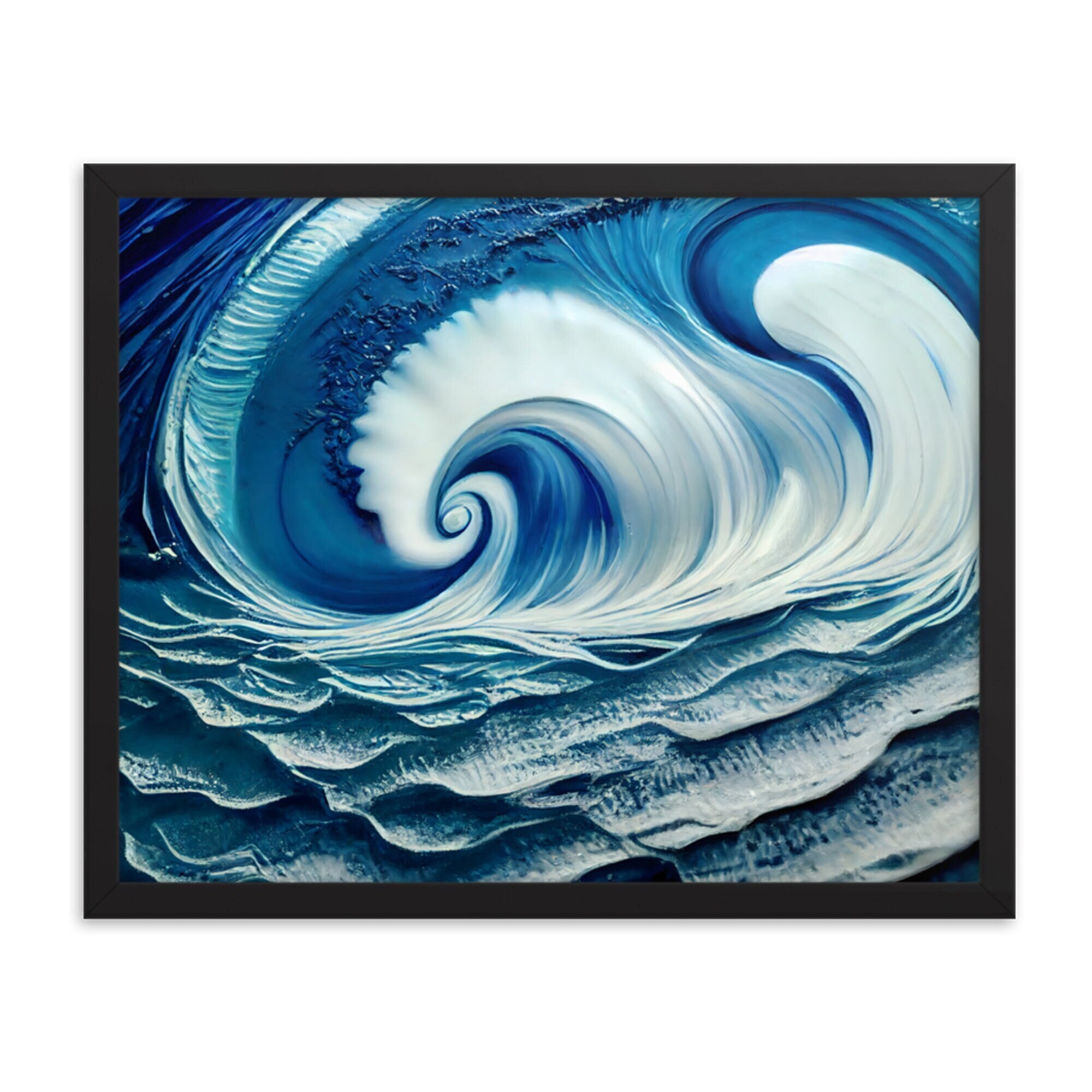 Blue Barrel Ocean Wave Painting for Wall Decore, Big Waves Famed Extra ...