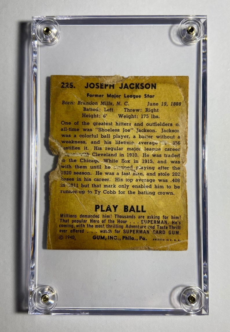 Shoeless Joe Jackson - Baseball Card - Etsy