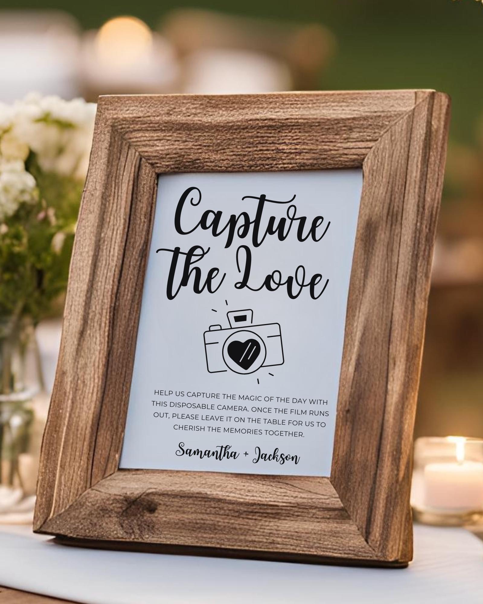 Capture the Love Wedding Sign, Disposable Camera Sign for Weddings ...