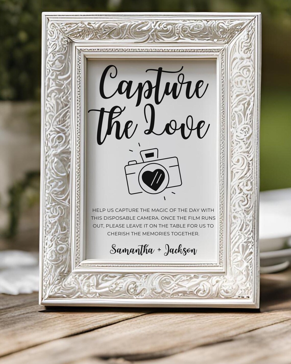 Capture the Love Wedding Sign, Disposable Camera Sign for Weddings ...