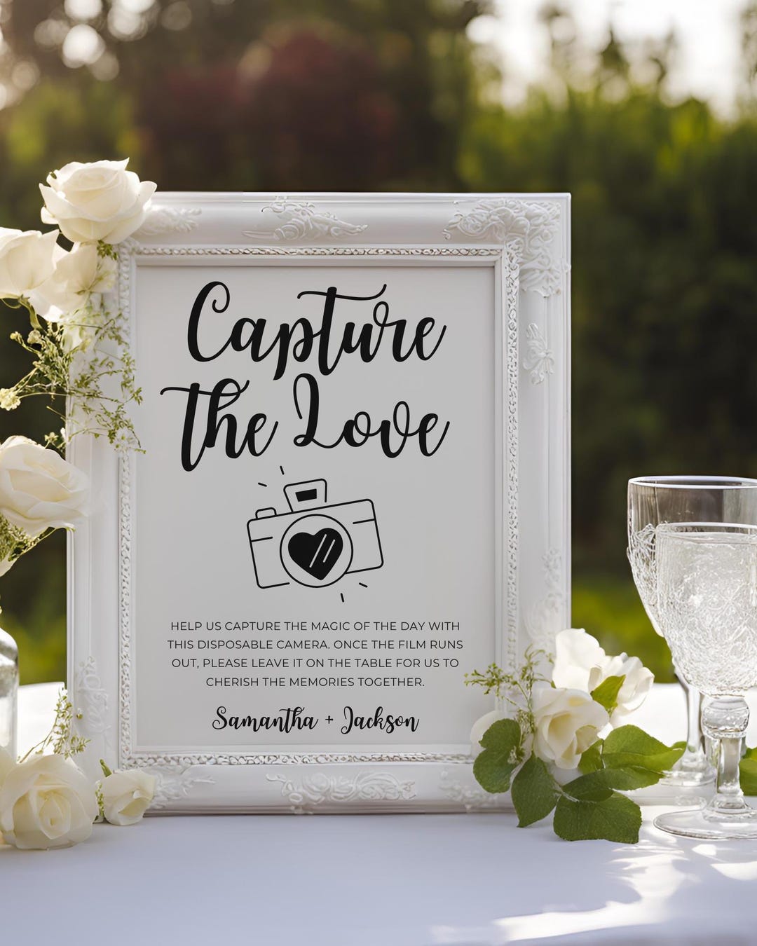 Capture the Love Wedding Sign, Disposable Camera Sign for Weddings ...