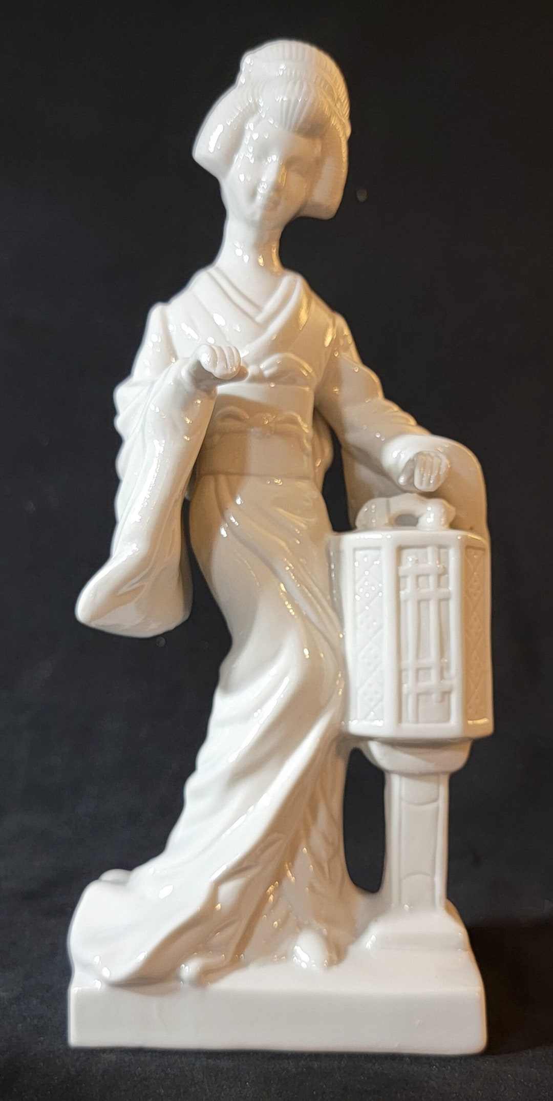 10 1/2 Tall Blanc De Chine Porcelain Geisha Statue Glossy White - Etsy