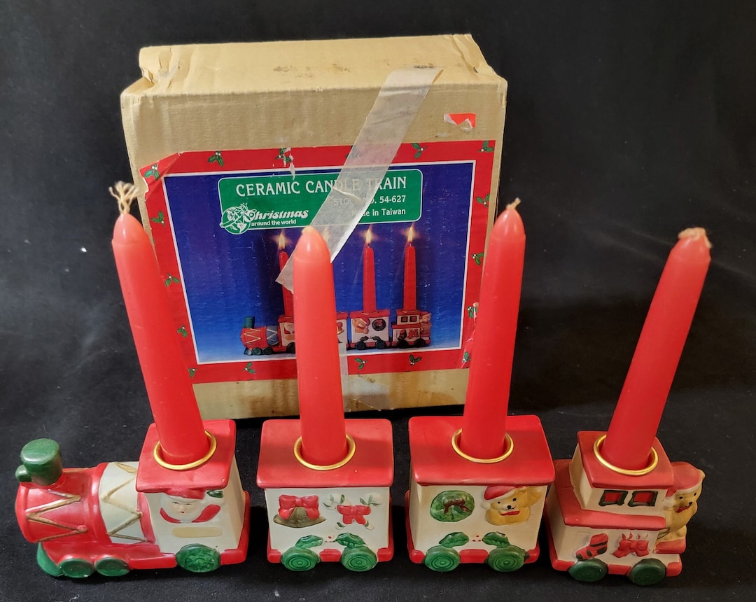 Vintage 70's Ceramic Christmas Train Holds Candles Retro - Etsy