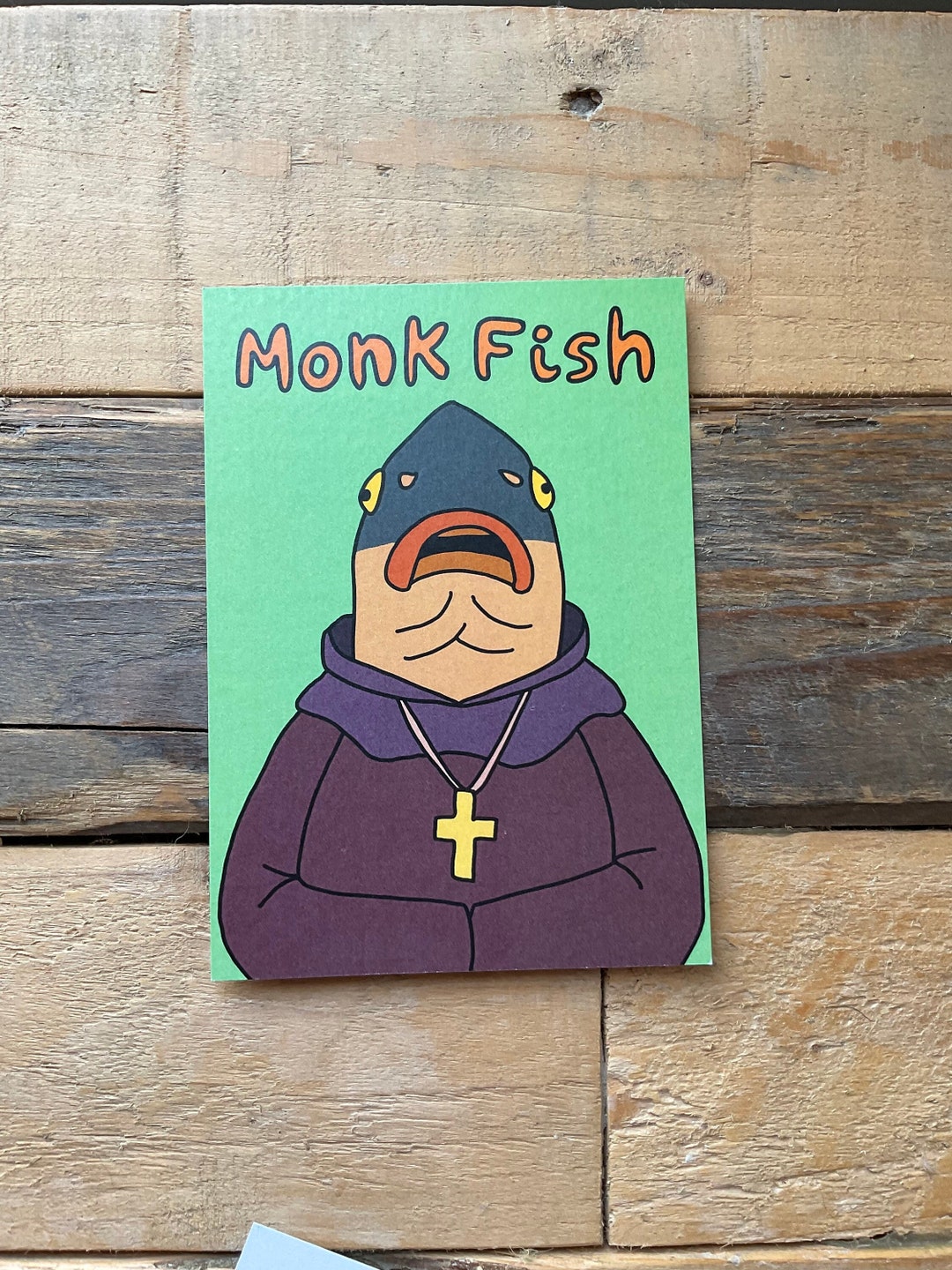 Monk Fish Funny Illustrated Pun A6 Postcard - Etsy UK