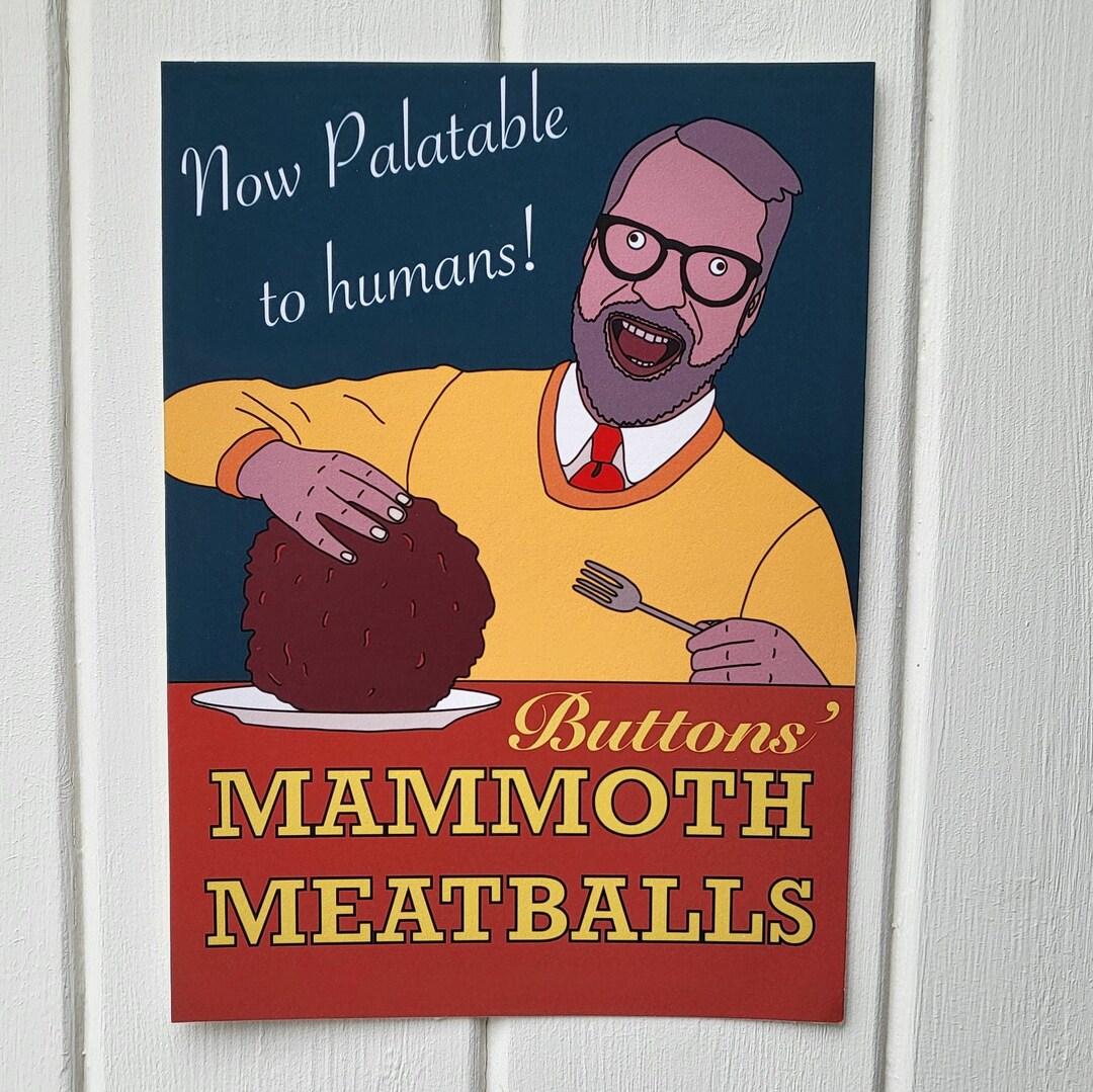 Mammoth Meatballs Vintage Style Art Print the Cryptid Factor Podcast - Etsy
