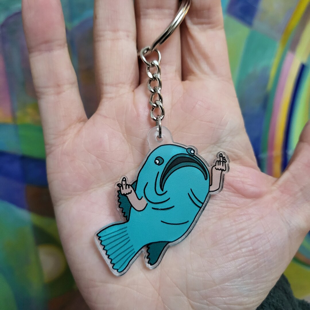 Weird Swearing Fish Keychain Fish Fingers Pun Acrylic - Etsy UK