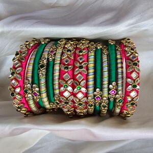 Silk Thread Kundan Bangles - Etsy