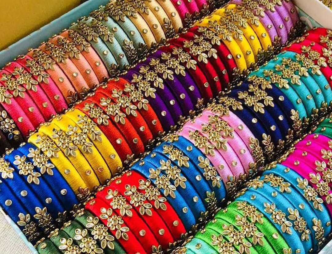 Silk Thread Bangles/kundan Bangles/return Gift Bangles - Etsy