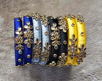 Silk Thread Indian Bangles Set - Etsy