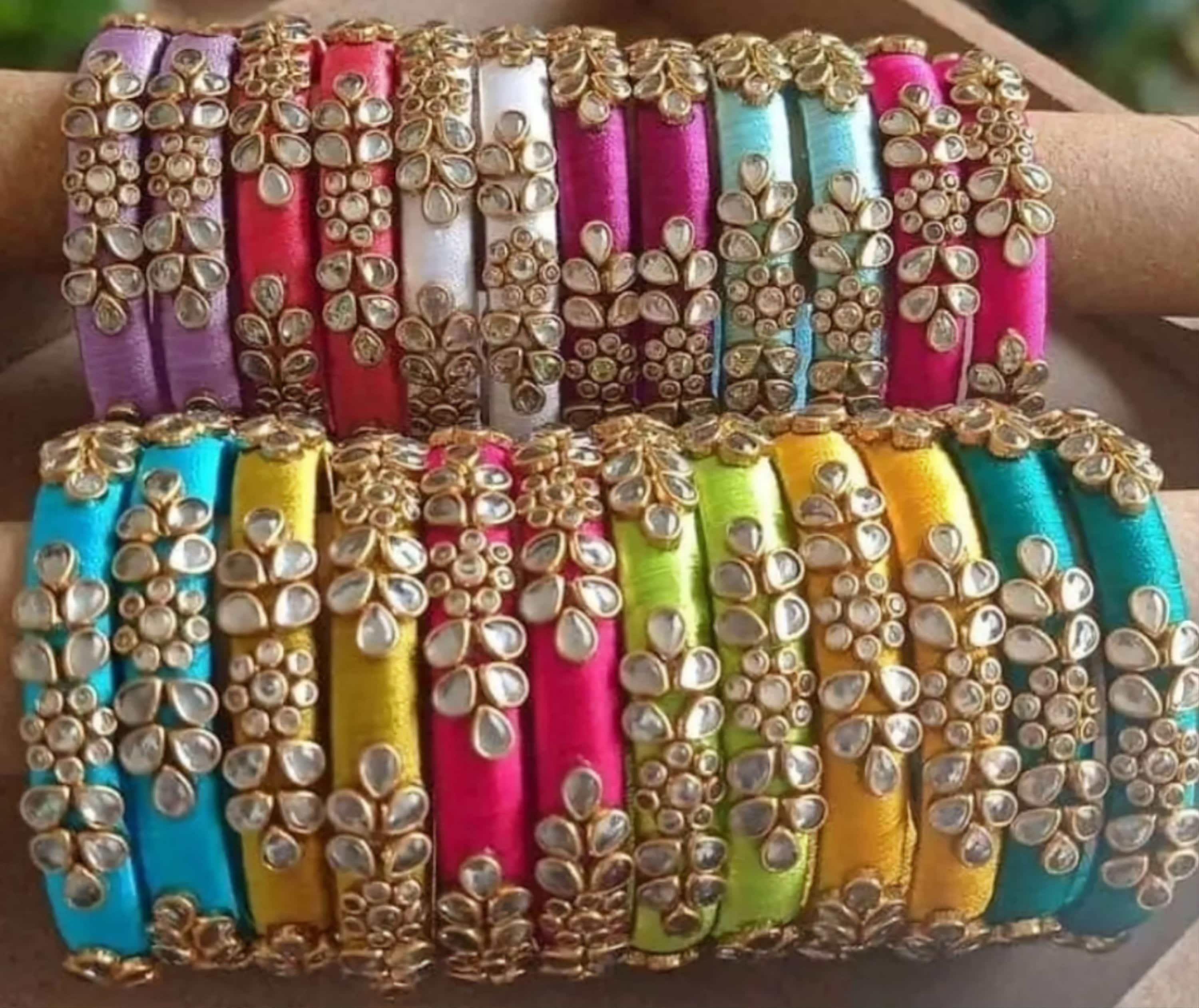 Silkthread Bangles/kundan Bangles/return Gift Bangles - Etsy
