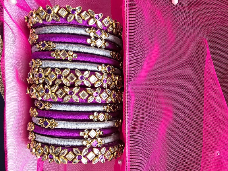 Silk Thread Kundan Bangles - Etsy