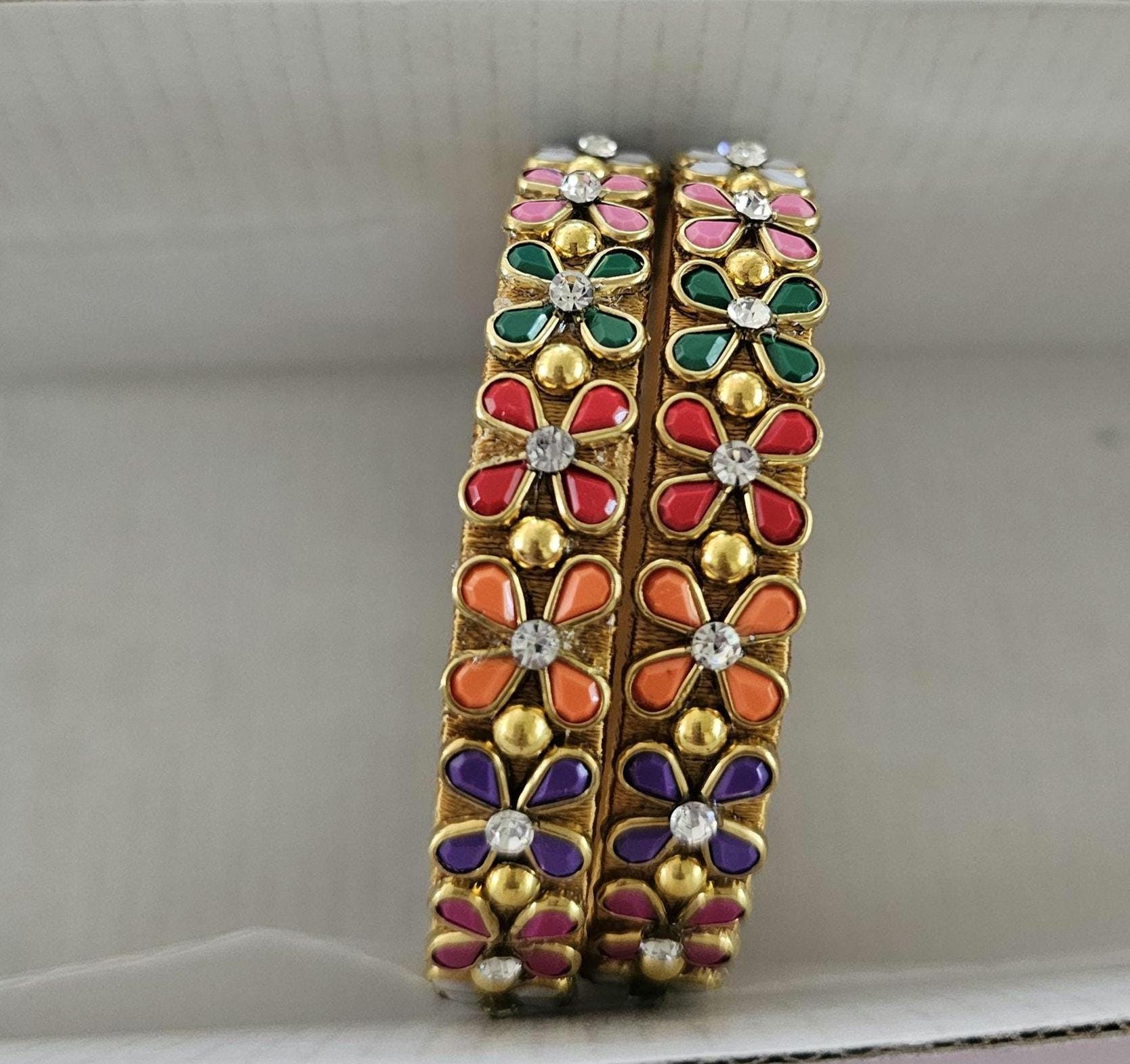 Handcrafted Silk Thread Bangles With Kundan Stones – Traditional Ethnic ...