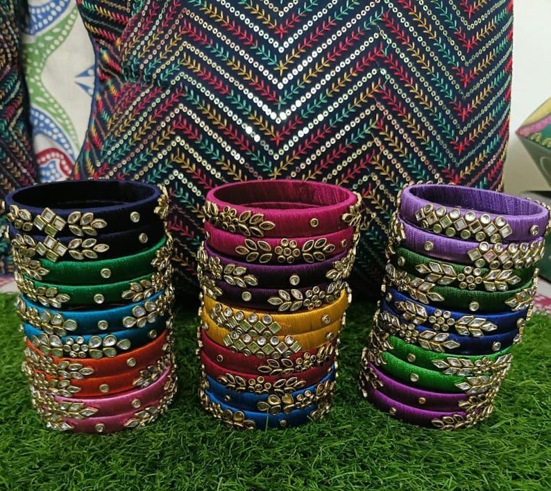 Silkthread Bangles/kundan Bangles/return Gift Bangles - Etsy