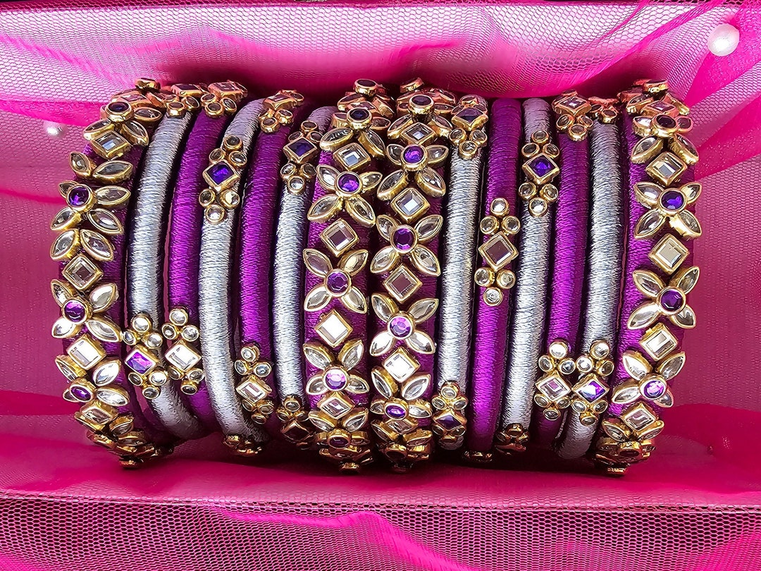 Silk Thread Kundan Bangles - Etsy
