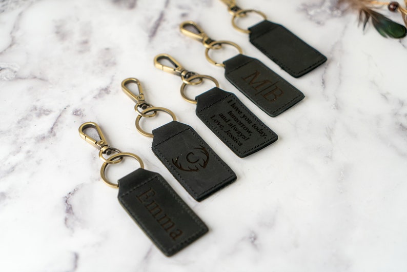 Personalized Leather Keychain, Custom Leather Keychain, Key Ring ...