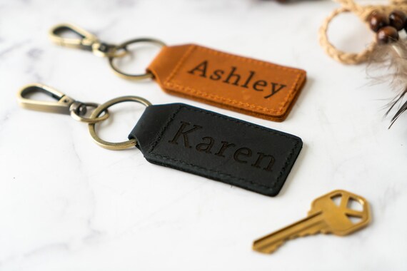 Personalized Leather Keychain Custom Leather Keychain Key - Etsy