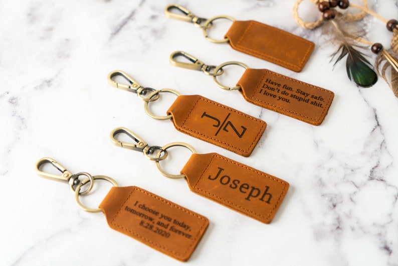 Personalized Leather Keychain, Custom Leather Keychain, Key Ring ...