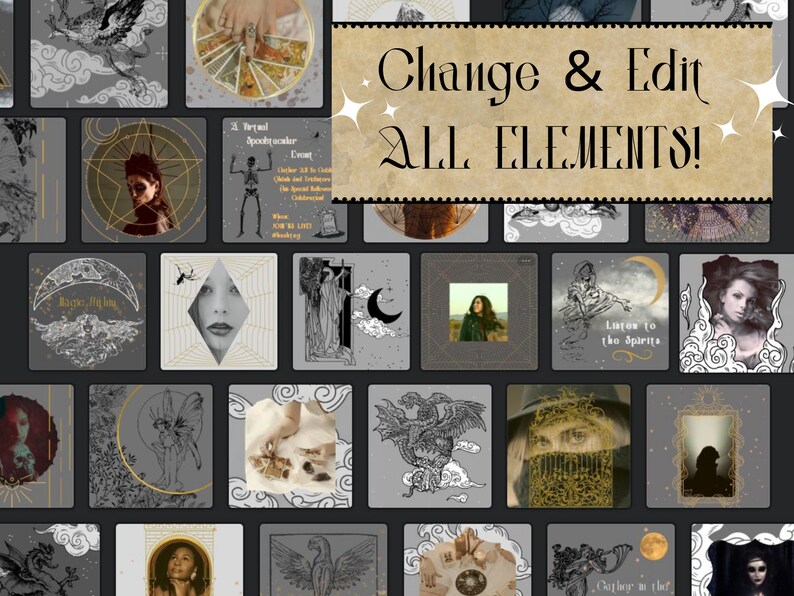 Mystical Monsters Editable Instagram Post Templates Canva Designs Magic ...