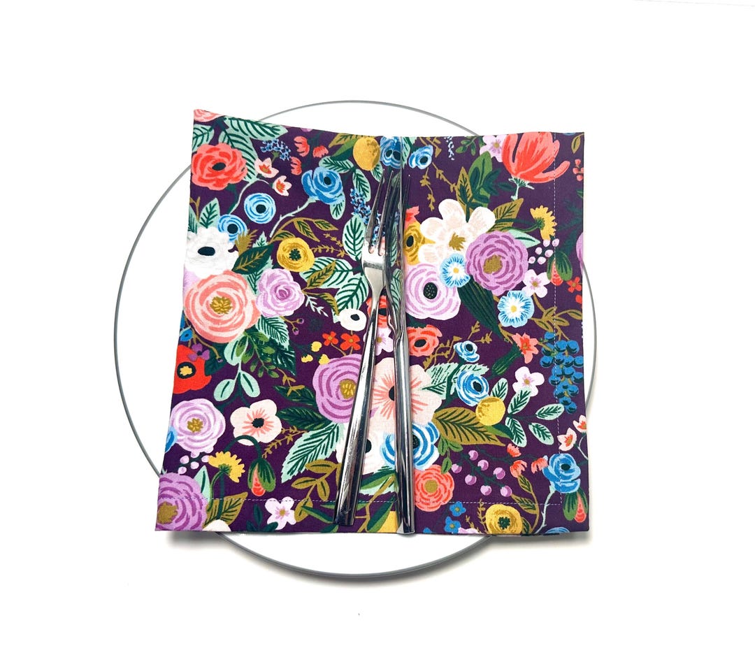 18” Garden Party Burgundy Rifle Paper Co Floral Dinner Lunch Napkins ...