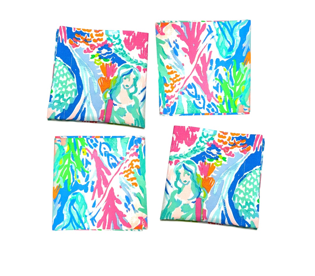 10" Palm Beach Style Cloth Cocktail Napkins Eco-friendly Mermaid ...