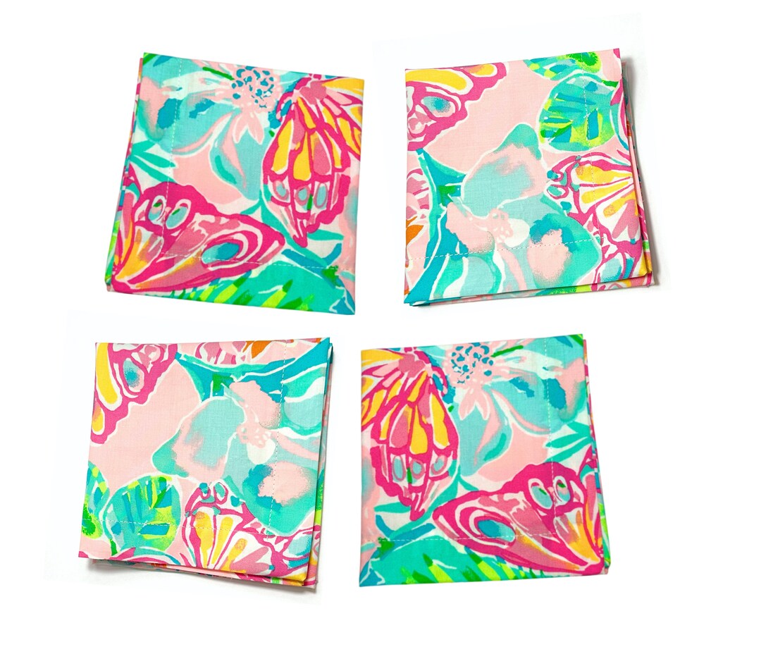 10” Palm Beach Style Butterfly Cloth Cocktail Napkins Florida Summer ...