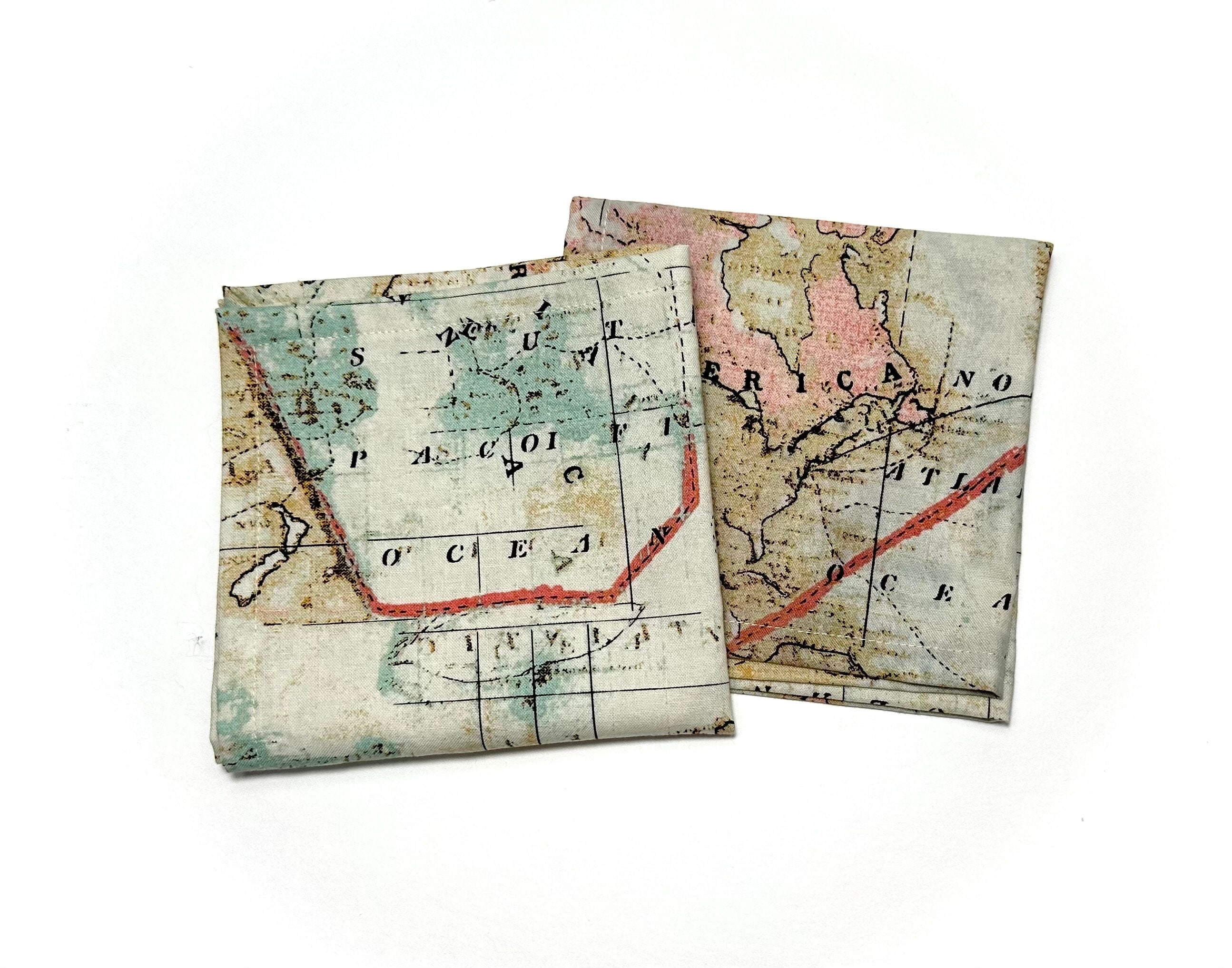 10” Cocktail Old Map Cloth Cocktail Napkins History and Travel Lover ...