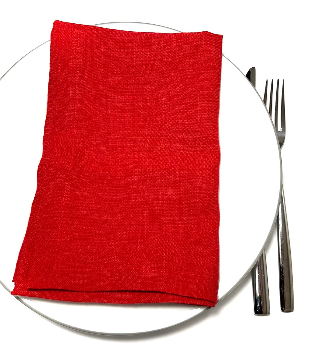 14” & 18” Linen Cloth Dinner Napkins Red Lunch Table Linens Christmas ...