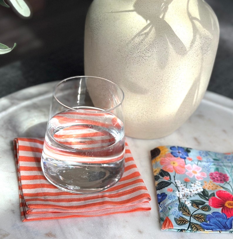 10" Rifle Paper Co Cocktail Orange Cabana Stripe Small Napkins Palm ...