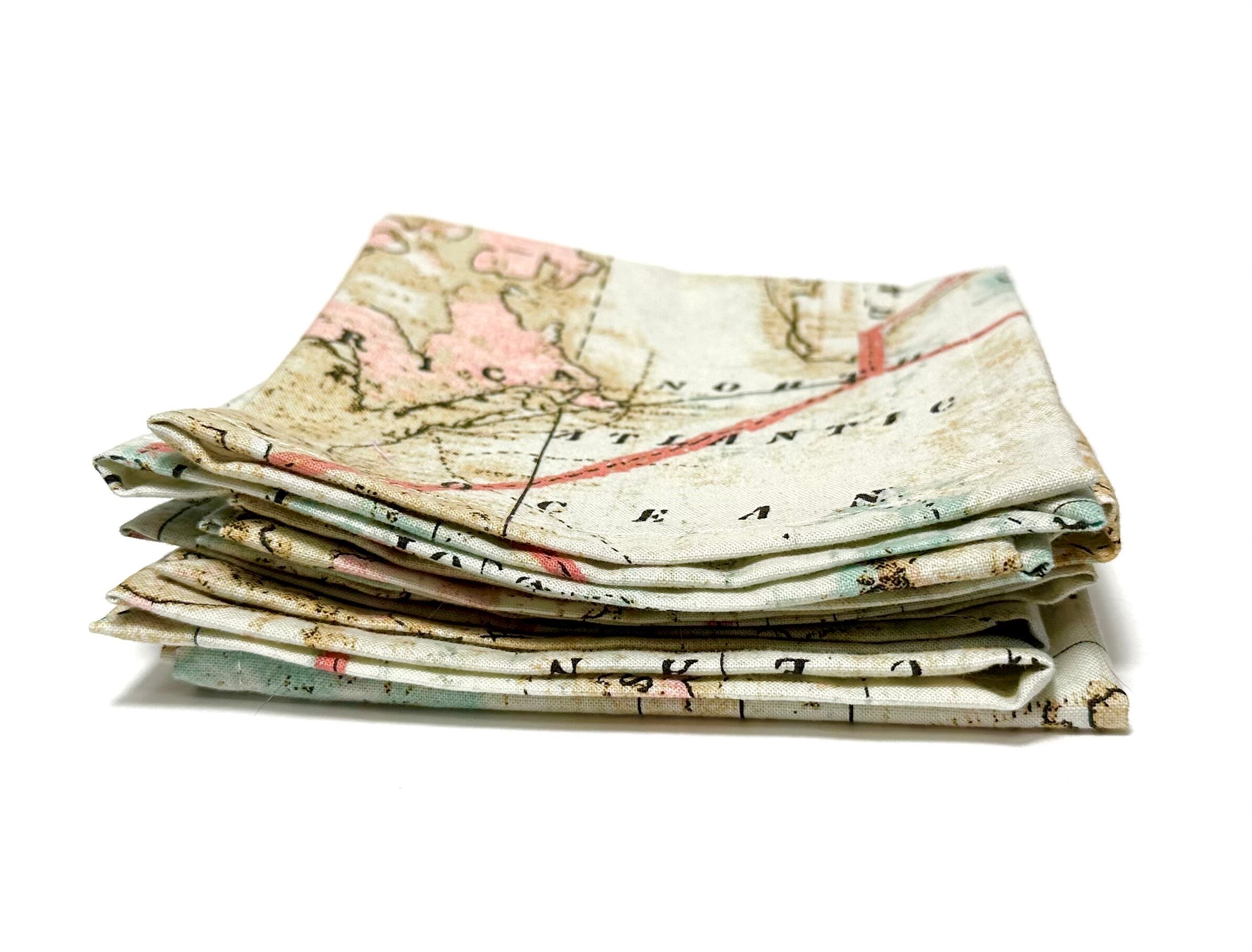10” Cocktail Old Map Cloth Cocktail Napkins History and Travel Lover ...