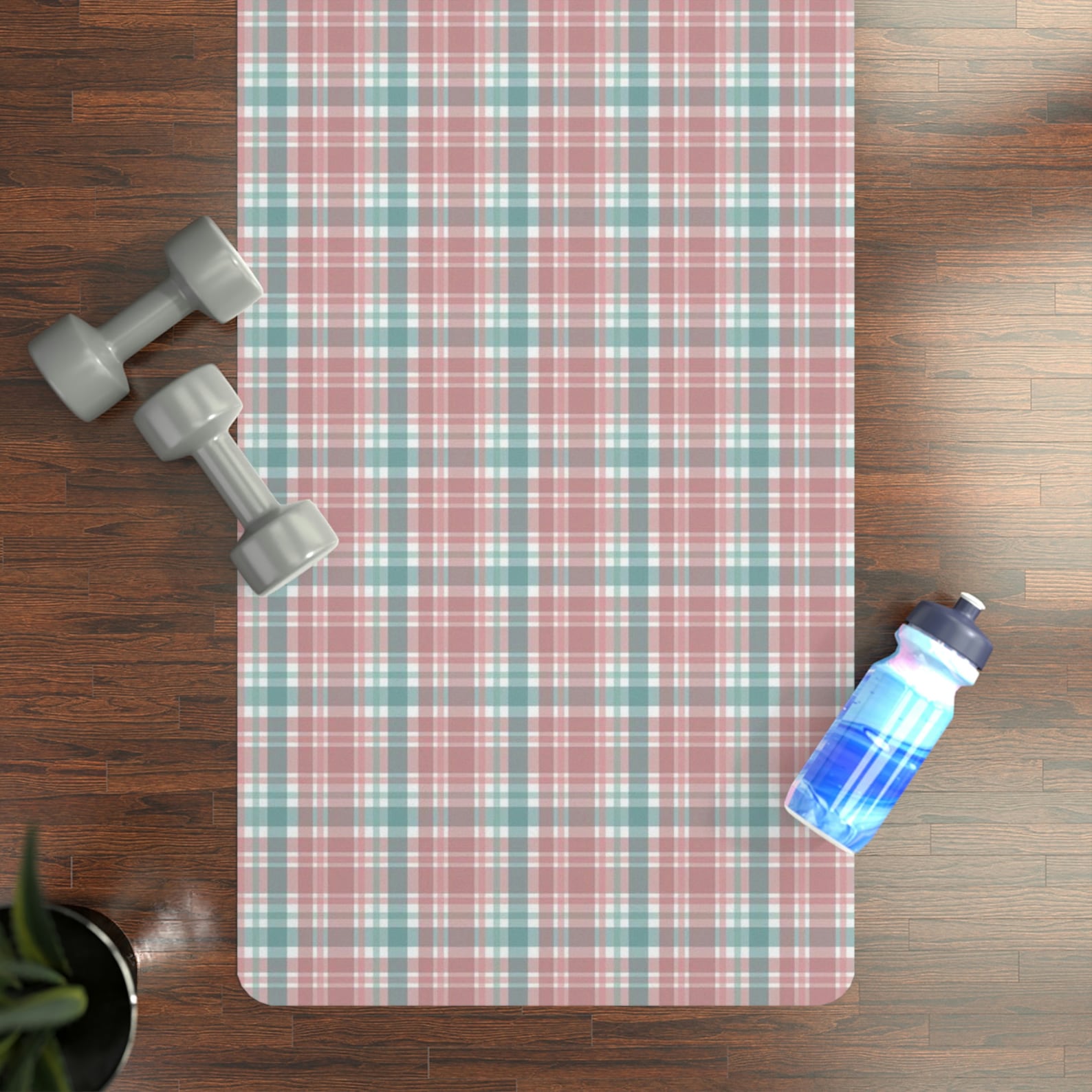 Retro Color Yoga Mat, Picnic Aesthetic Pilates Mat, Plaid Meditation ...